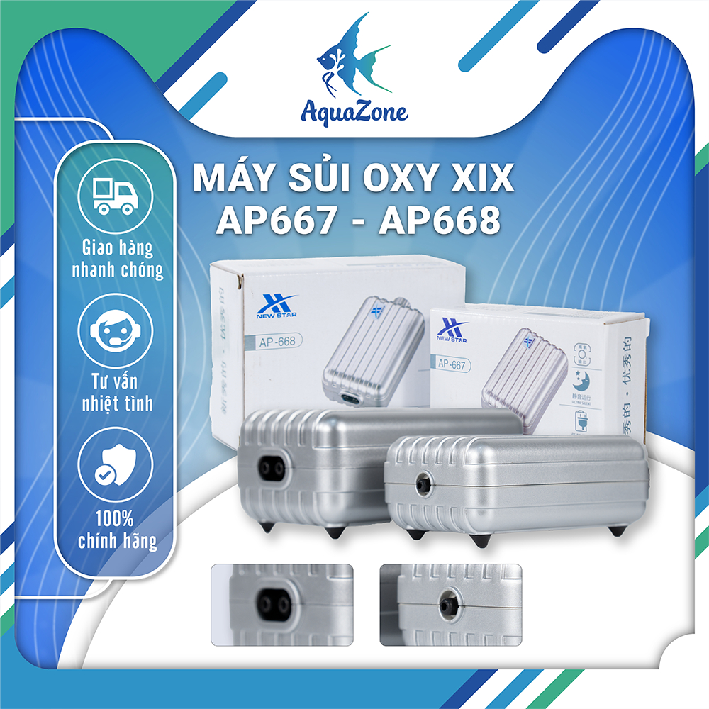 Máy sủi Oxy XinXiu XIX AP667 1 vòi, AP668 2 vòi - Máy sủi siêu êm, không gây ồn cho bể cá ...