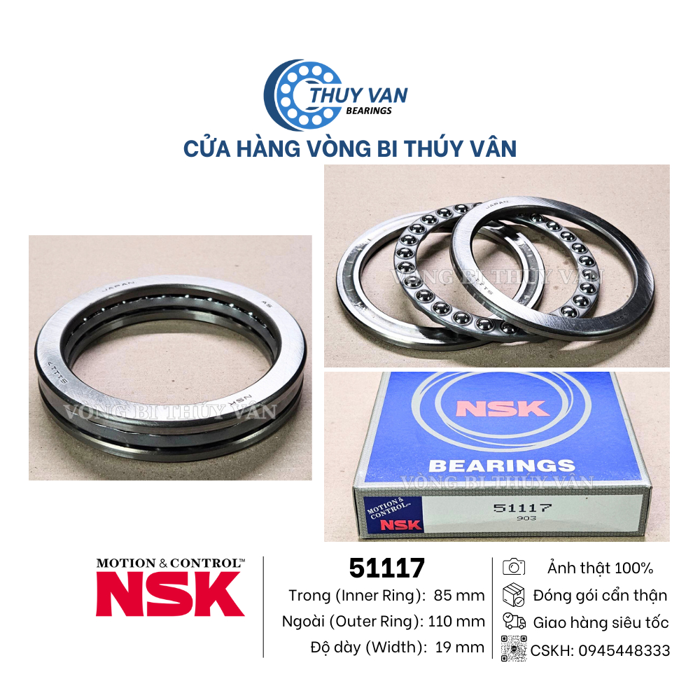 Vòng bi bạc đạn chà, tỳ, đẩy, chặn trục hạt tròn 51110 51111 51112 ...