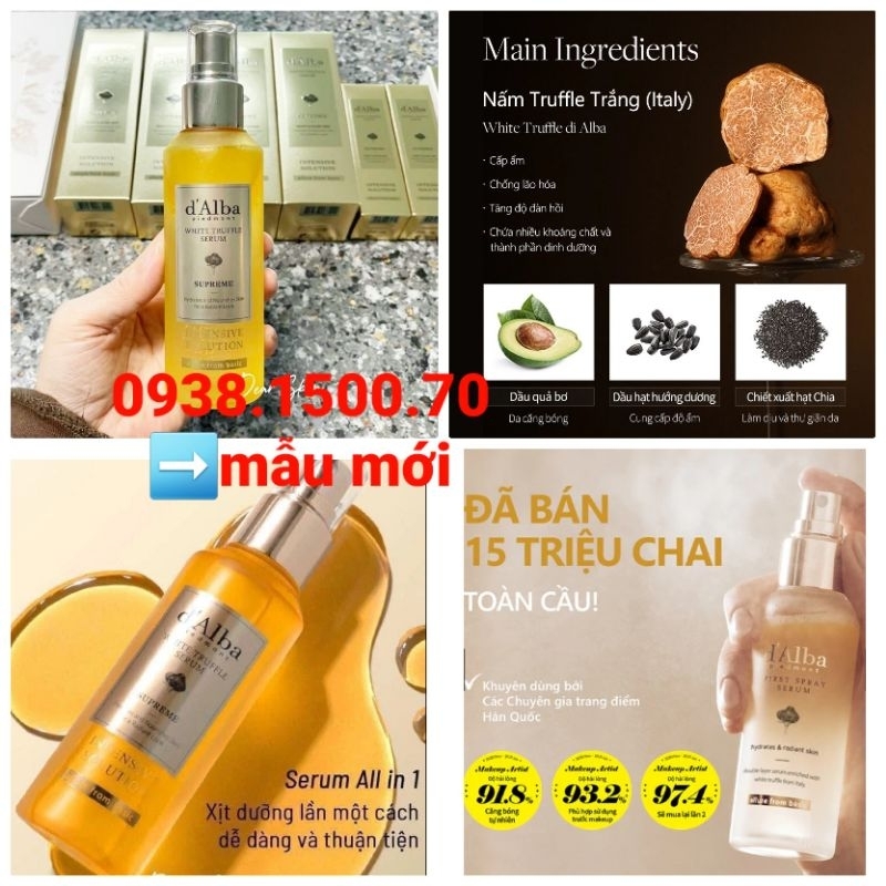 Serum DẠNG XỊT KHOÁNG DƯỠNG DA D'alba White Truffle Serum Supreme ...