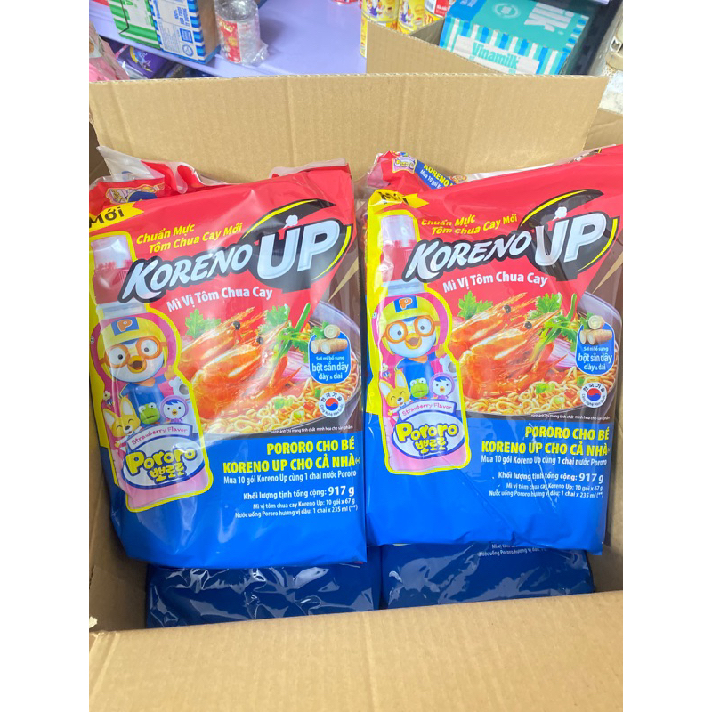 Bịch 10 Gói Mỳ Koreno Up Mix Vị Tôm Chua Cay 67g Tặng 1 Chai Nước Uống ...