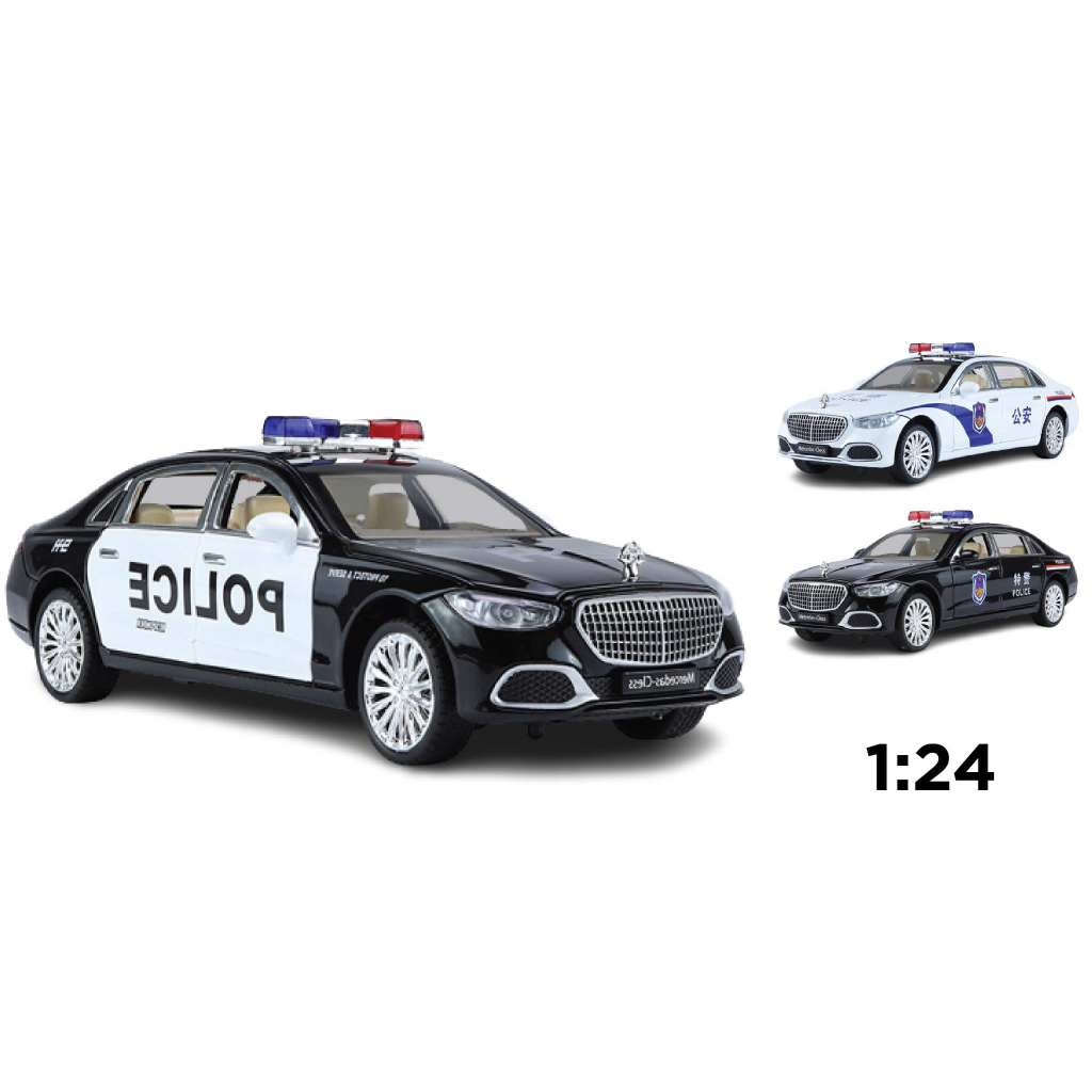 Mô hình xe ô tô Mercedes Benz Maybach S680 police full open tỉ lệ 1:24 ...