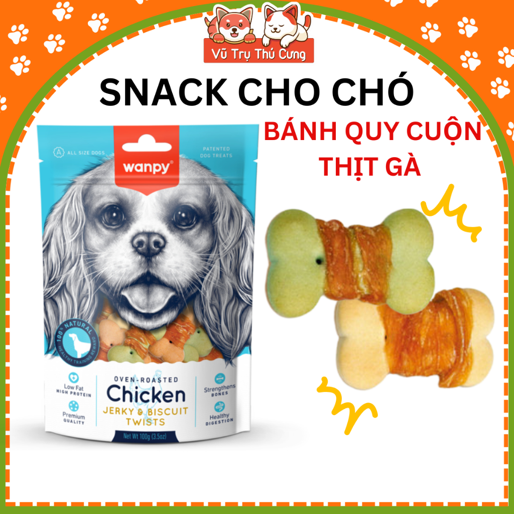 Snack cho Chó vị gà cuộn bánh quy Wanpy 100g | Shopee Việt Nam