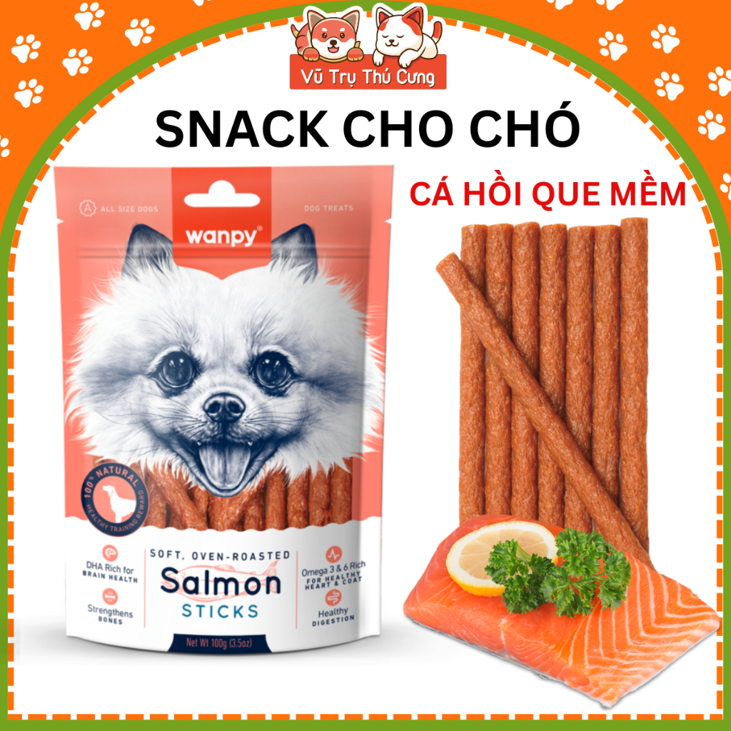 Snack cho Chó vị cá hồi dạng que Wanpy 100g | Shopee Việt Nam