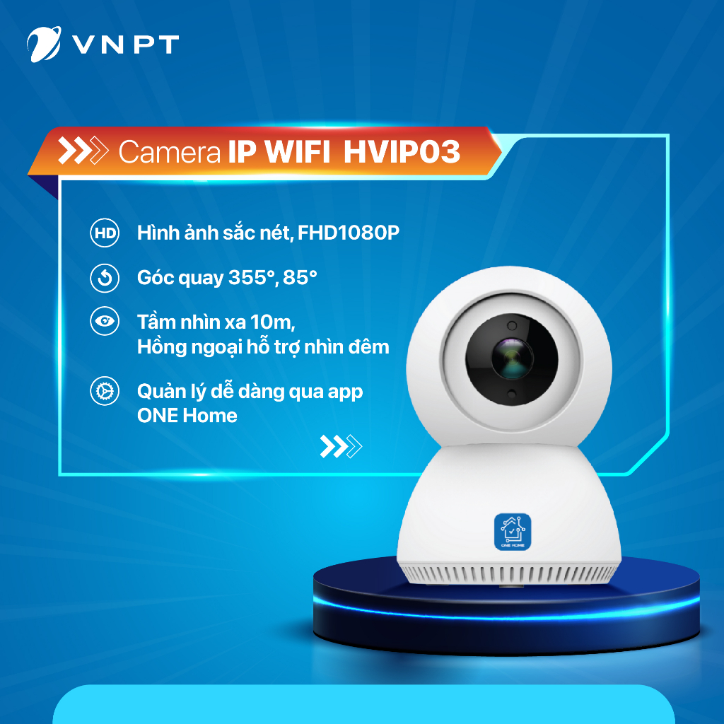 Camera IP Wifi Để Bàn Thế Hệ Mới VNPT ONE HOME HVIP03 xoay 360 kèm thẻ ...