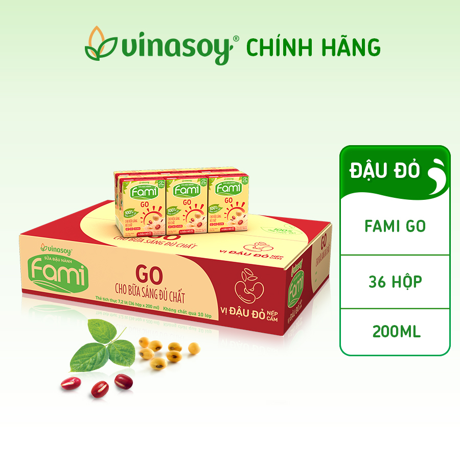 Thùng sữa đậu nành Fami Go Đậu đỏ (36 hộp x 200ml) | Shopee Việt Nam