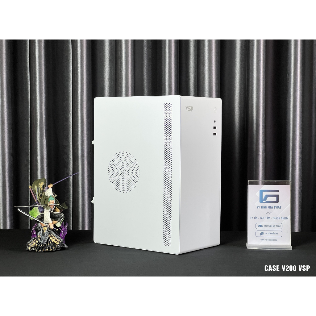 Vỏ Case VSP V200 WHITE BLACK trắng đen văn phòng khung thép M Atx - Ảnh clip thật | Shopee Việt Nam