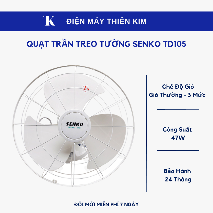 Quạt trần treo tường Senko TD105 47W - Bảo Hành 24 Tháng Toàn Quốc ...