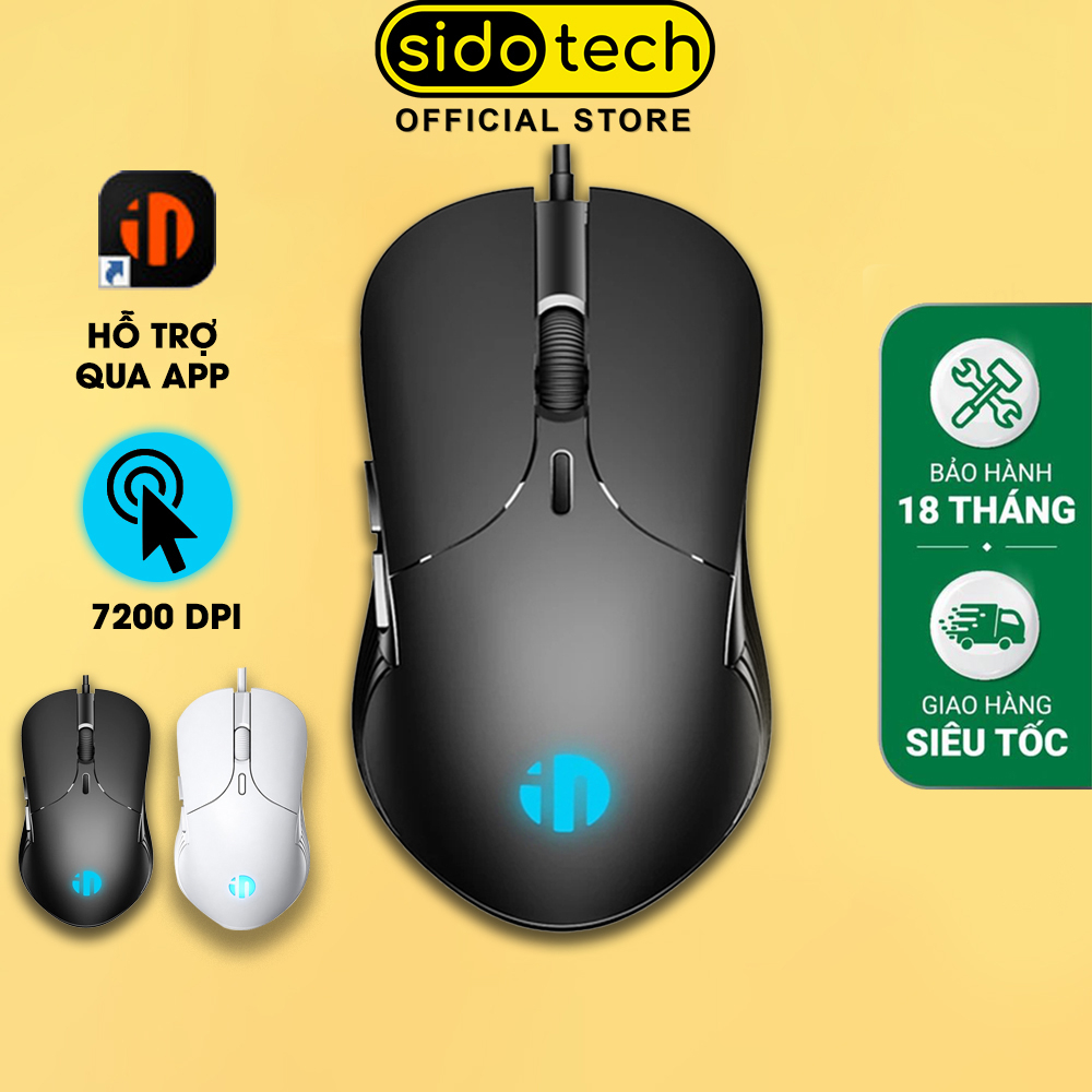 Chuột gaming máy tính Sidotech Inphic PB1 DPI 4800 tắt âm silent thiết ...