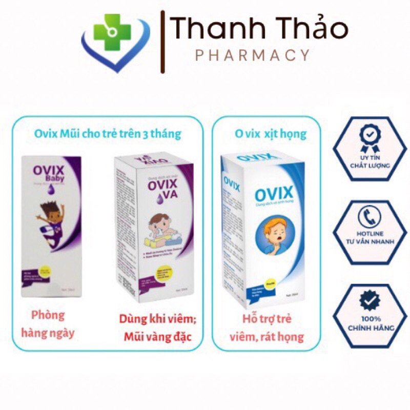 Xịt mũi Ovix VA/ Ovix baby mới 20ml hỗ trợ giảm viêm mũi, làm sạch chất ...