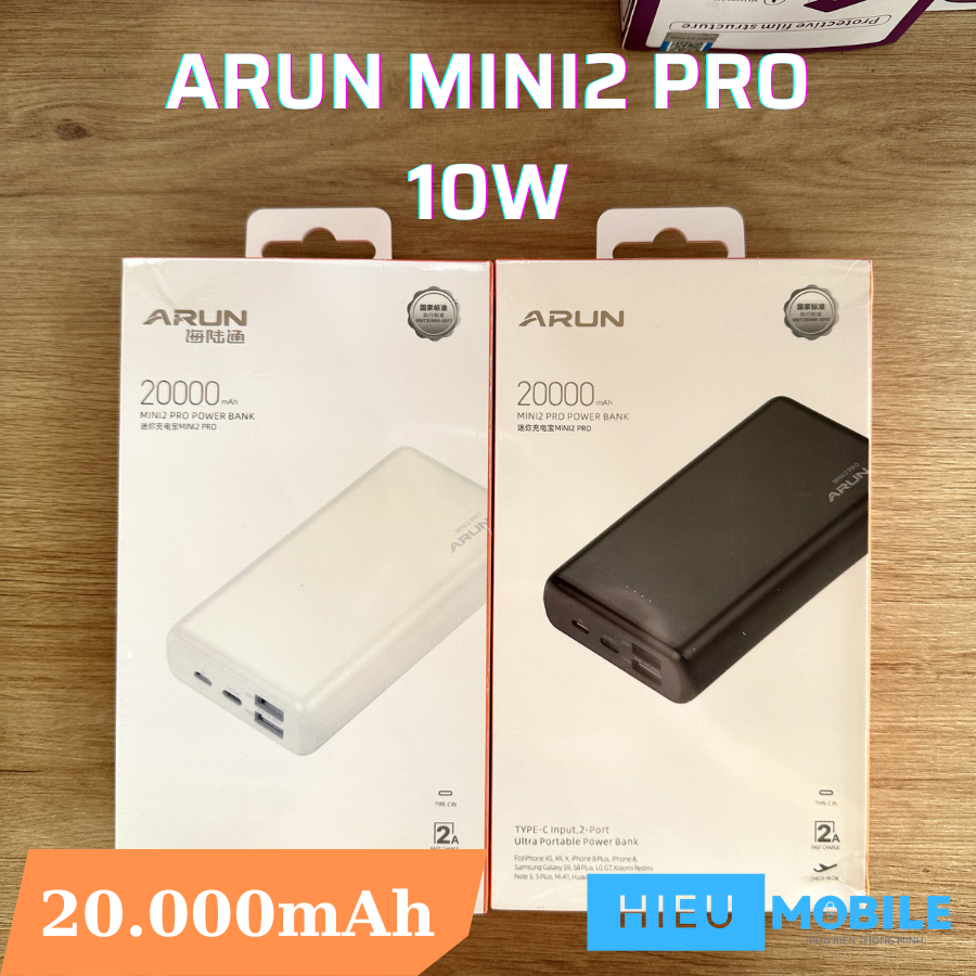 Sạc dự phòng Arun Power Bank Mini 2 Pro 20.000mAh công suất 10W hiệu ...