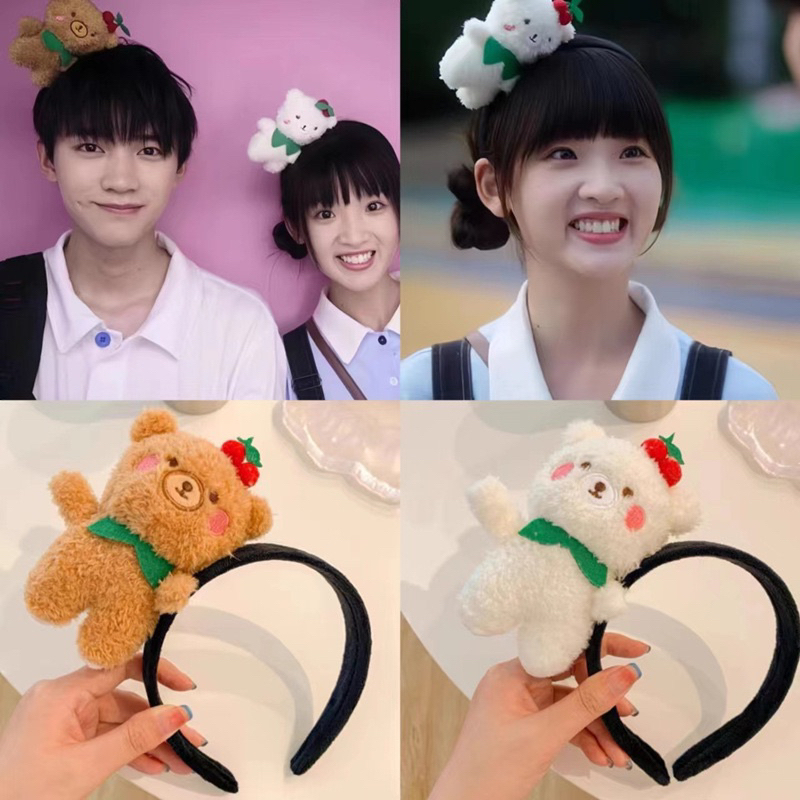 CC75 Cài tóc bờm tóc nữ băng đô GẤU CHERRY dễ thương | Shopee Việt Nam