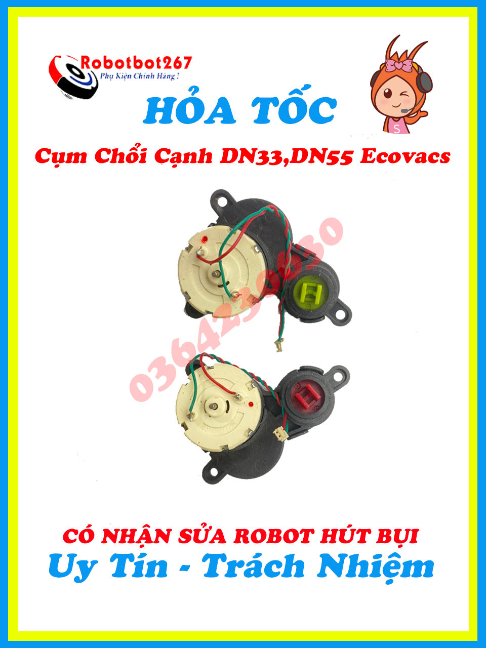 Động Cơ Chổi Ven, Motor Chổi Cạnh Robot Hút Bụi Rcovacs DN33,DN55 ...