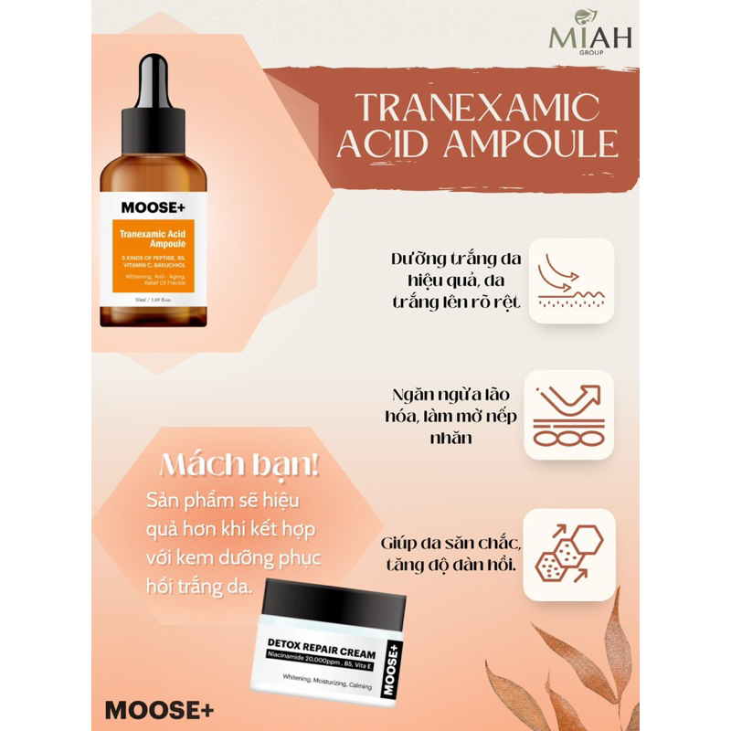 Combo tinh chất serum nám moose+ tranexamic acid ampoule+ kem moose ...