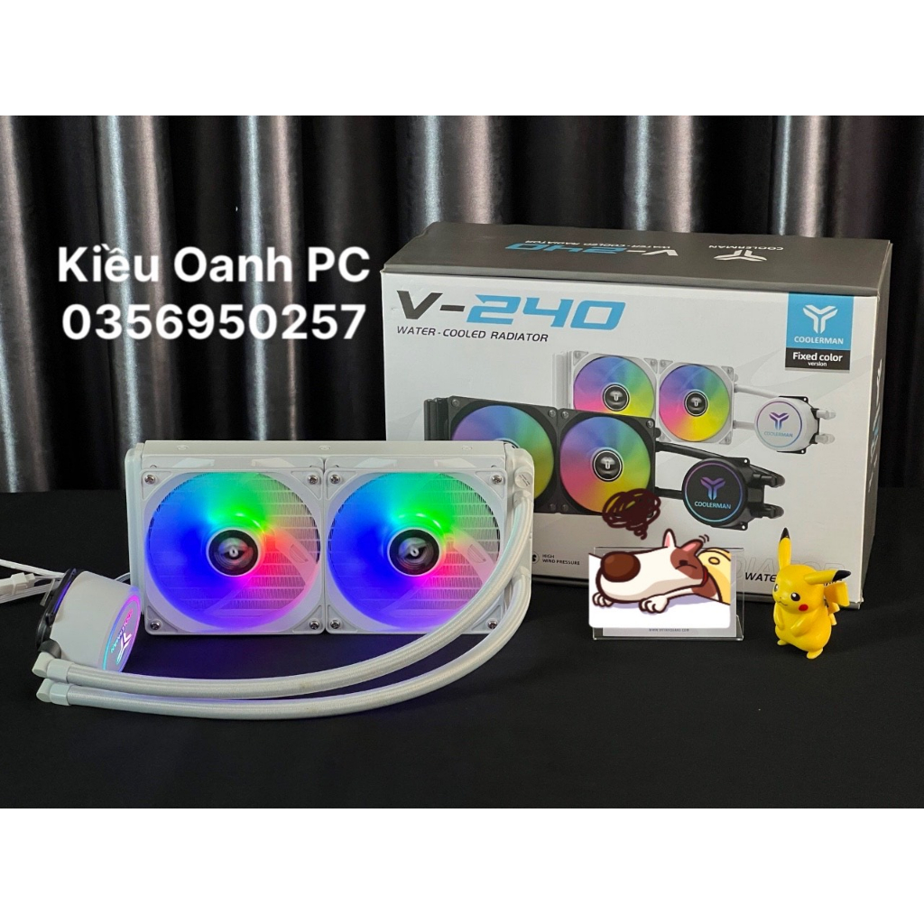Tản nước AIO Coolerman V240 - All in One 2 fan Led RGB socket 115x 1200 1700 2011 V-240 Trắng ...