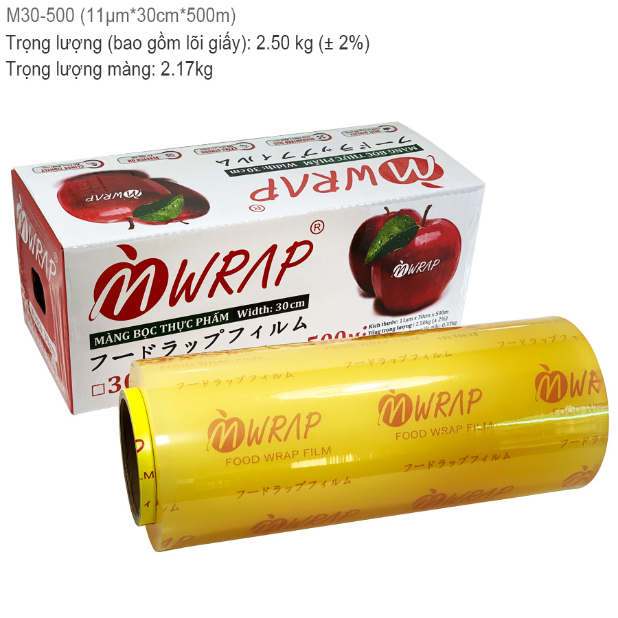 Màng bọc thực phẩm MWRAP khổ 30cm x 500m dài. Full hộp nặng 2.7kg. Màng ...
