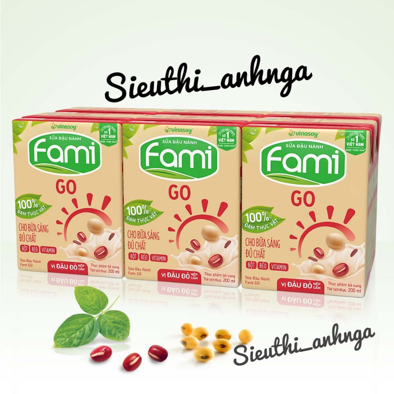 Lốc 6 hộp Sữa đậu nành Fami 200ml nguyên chất, Canxi Đủ Vị | Shopee Việt Nam
