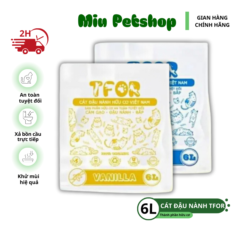 Cát cho mèo đậu nành TFOR, Cát đậu nành hữu cơ xuất xứ Việt Nam túi 6L - 2,3kg | Shopee Việt Nam
