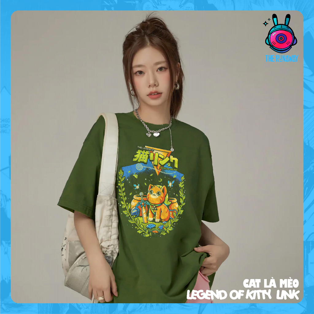 Áo phông Cat là mèo: The legend of Link - Kitty Link Cotton 100% cho ...