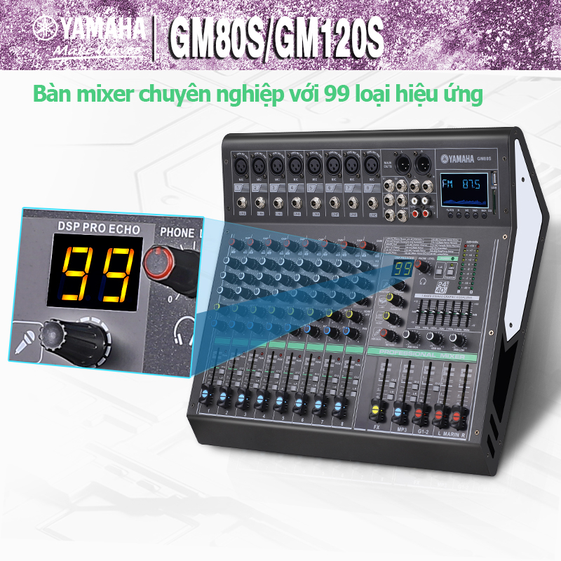 mixer yamaha/chính hãng,hỗ trợ phát lại 99 DSP Effects/karaoke/48v ...