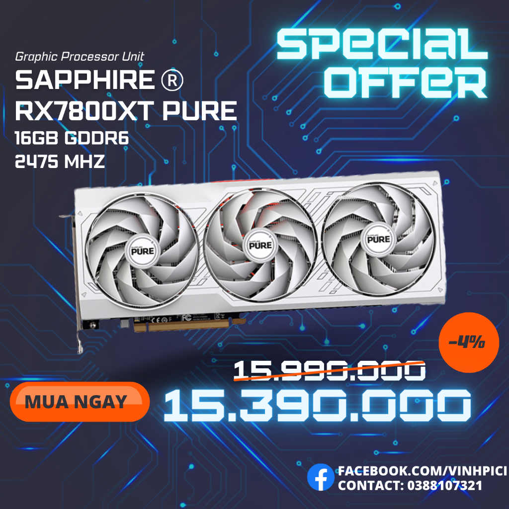 Card màn hình SAPPHIRE RX 7800XT PURE [NEW] | Shopee Việt Nam