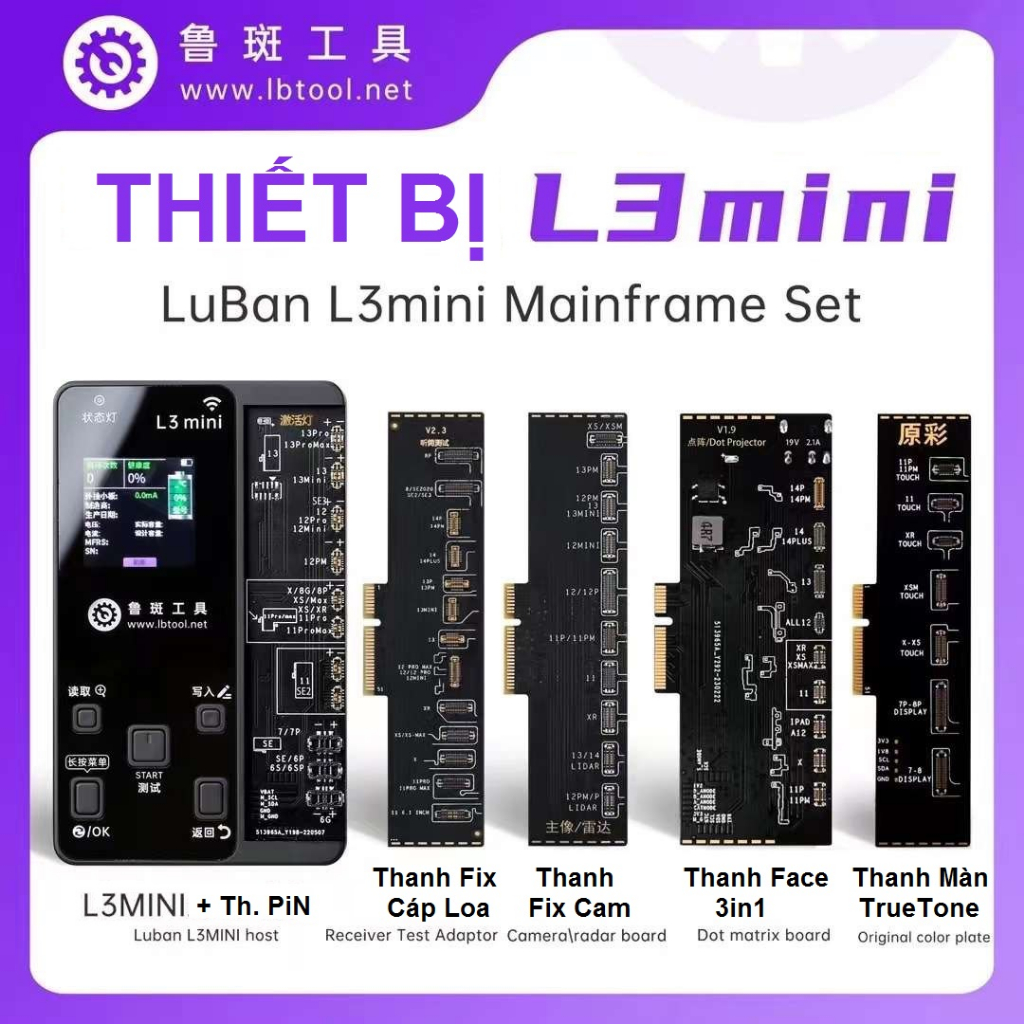 Box Luban L3 Mini Sửa Face Id Fix Pin Camera Cáp Loa Trong X 15pm Fix Truetone 7 11pm