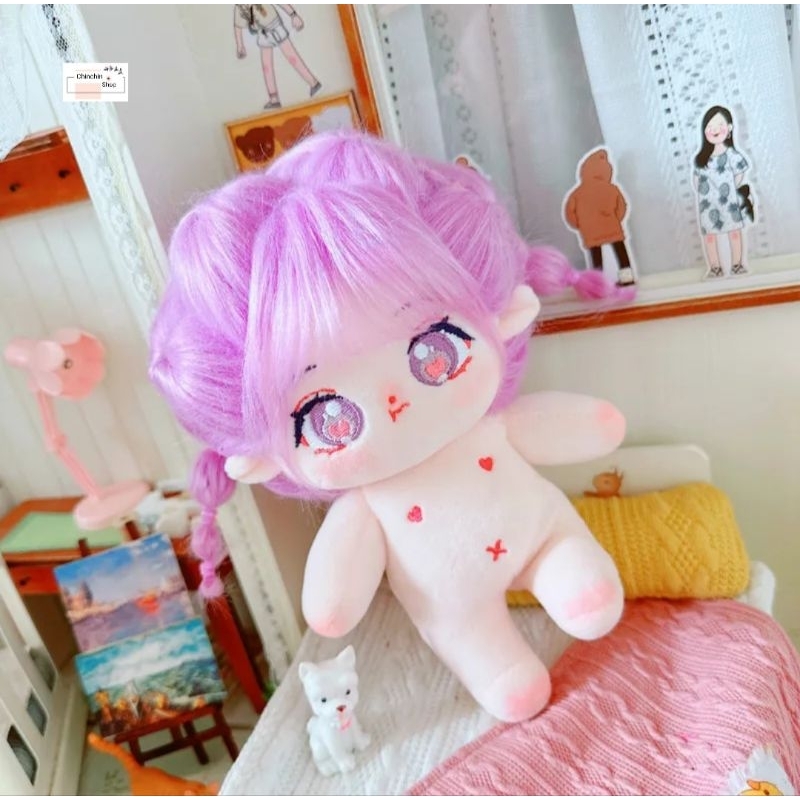 Búp bê bông 20cm tóc tơ bằng cotton, tự make up, làm tóc theo sở thích ...