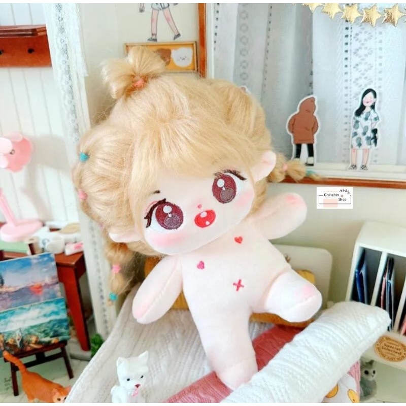 Búp bê bông 20cm tóc tơ bằng cotton, tự make up, làm tóc theo sở thích ...