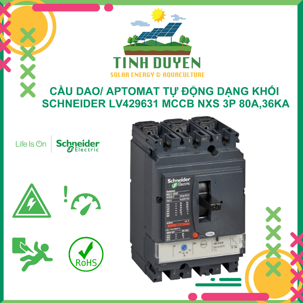 Cầu dao/ aptomat tự động dạng khối schneider LV429631 MCCB NXS 3P 80A,36KA - kiểm soát hệ thống ...