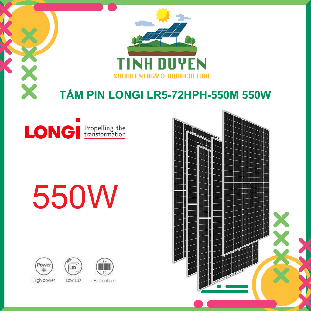 Tấm pin Longi LR5-72HPH-550M 550W - Tấm pin năng lượng mặt trời, Tiêu ...