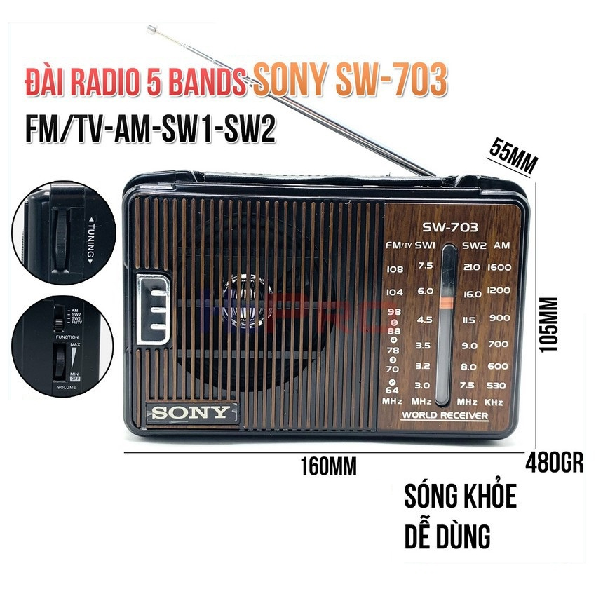 Đài Radio Sony SW-703 5 Bands FM-TV-AM-SW1-SW2 Bắt Sóng Khỏe | Shopee ...