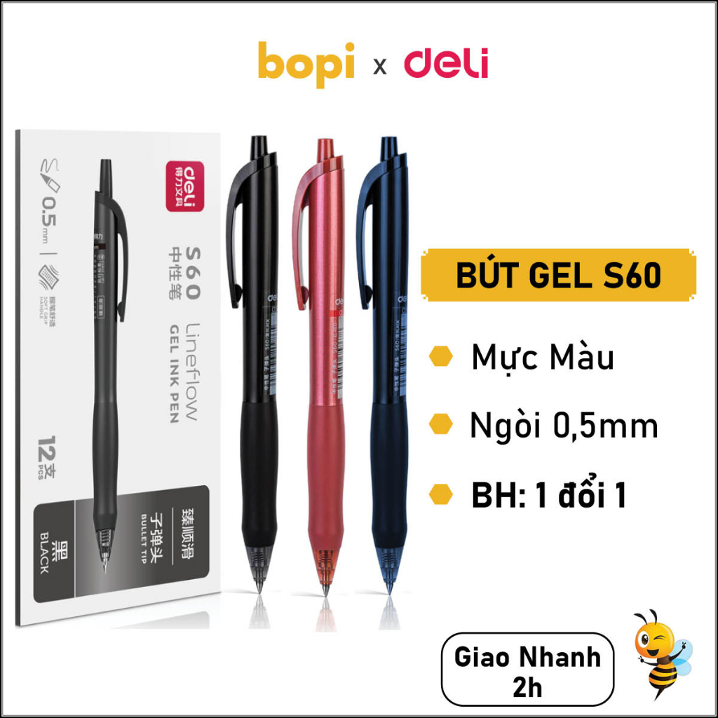 Bút gel Deli mực màu S60 ngòi 0.5mm. | Shopee Việt Nam