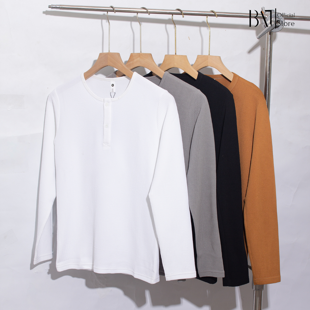 Áo thun nam dài tay BAT STORE giữ nhệt cổ tròn phối khuy,chất cotton xốp cao cấp, co giãn, bền ...