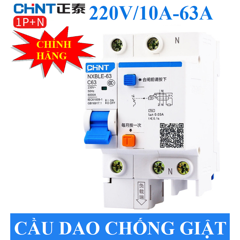 Aptomat chống giật 1P CHINT 16A 32A 40A 63A HÀNG CHÍNH HÃNG bảo vệ chống dòng dò | Shopee Việt Nam