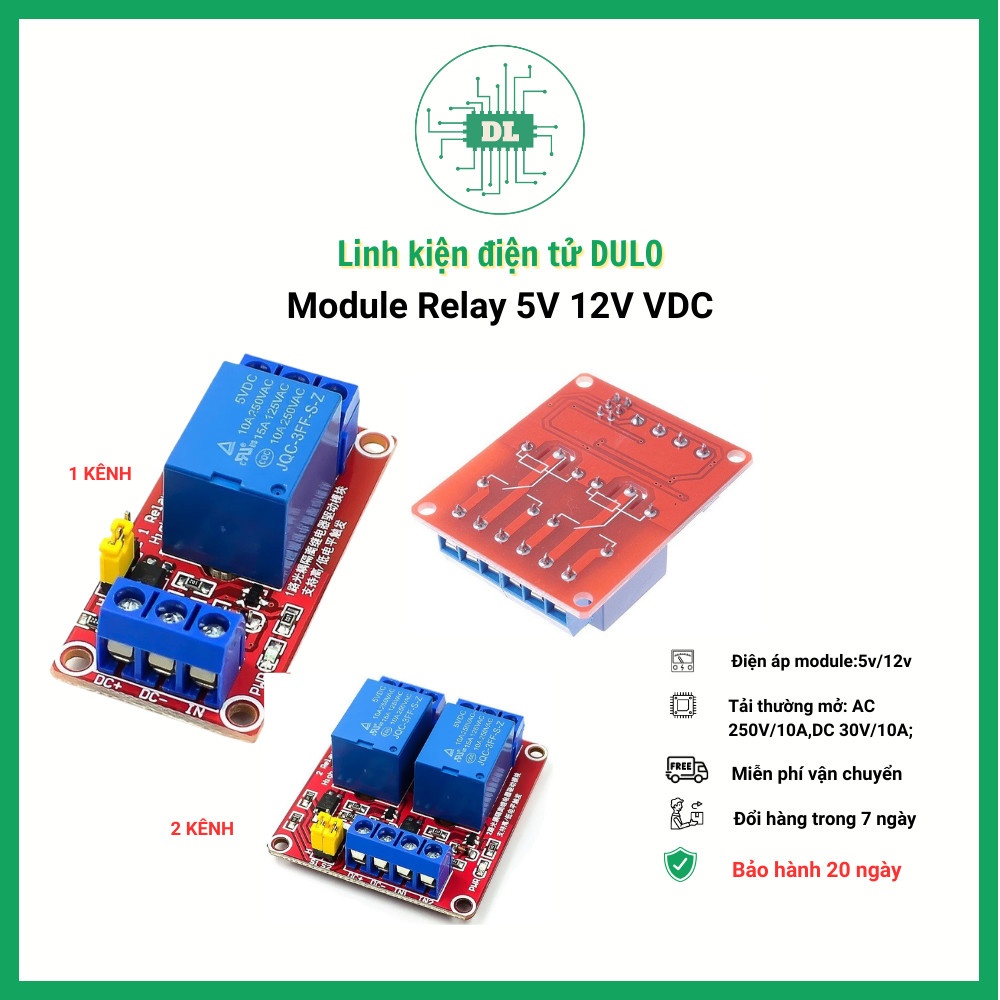 Module Relay 5VDC 12VDC 1 Kênh 2 Kênh - Mạch Relay 5V 12V 1 kênh 2 Kênh ...