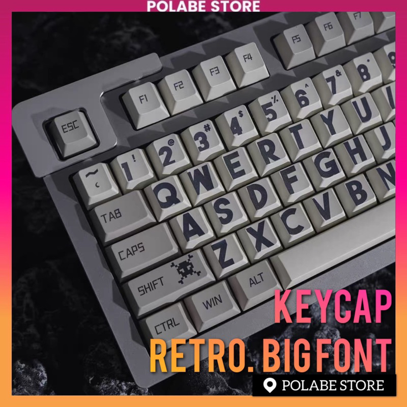 Keycap Retro Big Font Cherry Profile PBT dyesub bàn phím cơ xịn ...