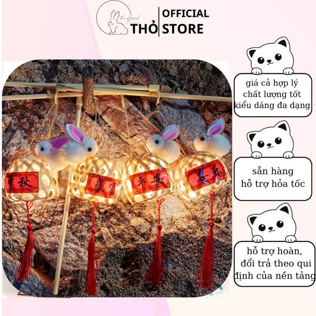Đèn lồng trung thu côn thỏ,đồ chơi Đèn lồng Thỏ giỏ Tre Thủ công Kèm ...