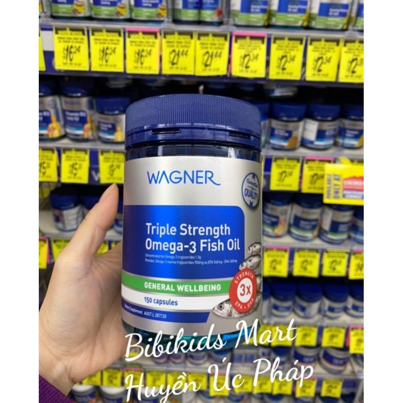 Viên uống dầu cá Wagner Triple Strength Omega-3 Fish Oil 150 capsules ...