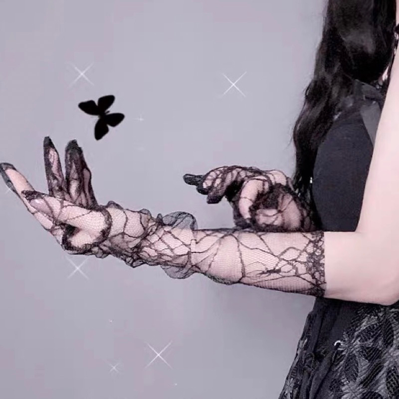 Găng tay lưới tạo hình mạng nhện phong cách Gothic,chụp hình, hoá trang ...