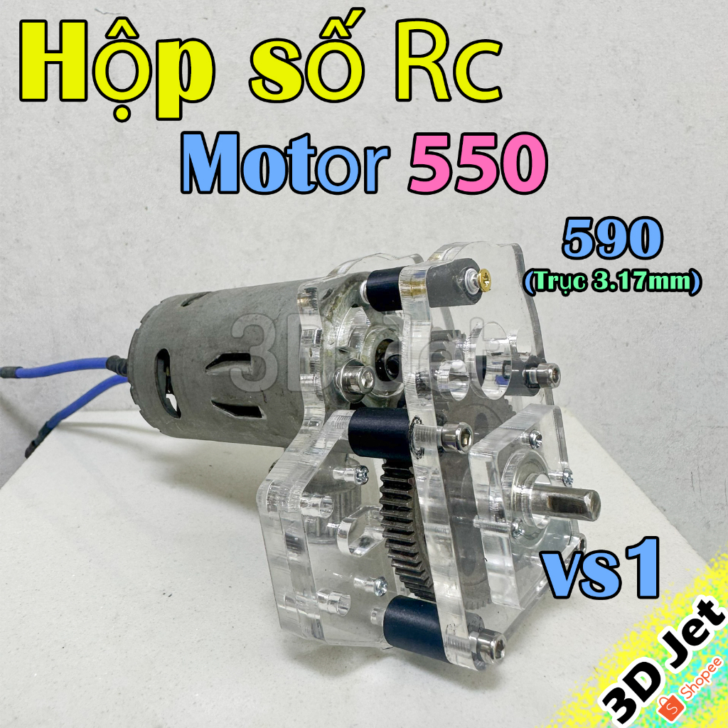 Hộp số giảm tốc motor 550 590, Hộp số 550 590, Hộp số Rc, Hộp số Mica Vs1 bánh răng kim loại ...
