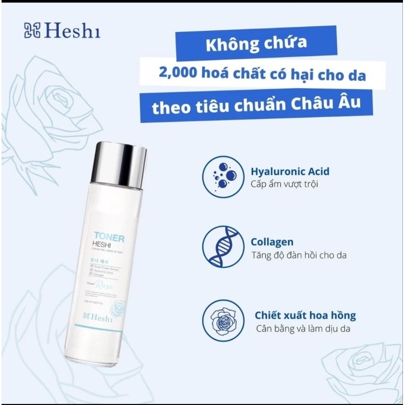 Toner Heshi Flowẻ Rose-150ml Giúp da cân bằng, làm sạch sâu, dưỡng ẩm ...