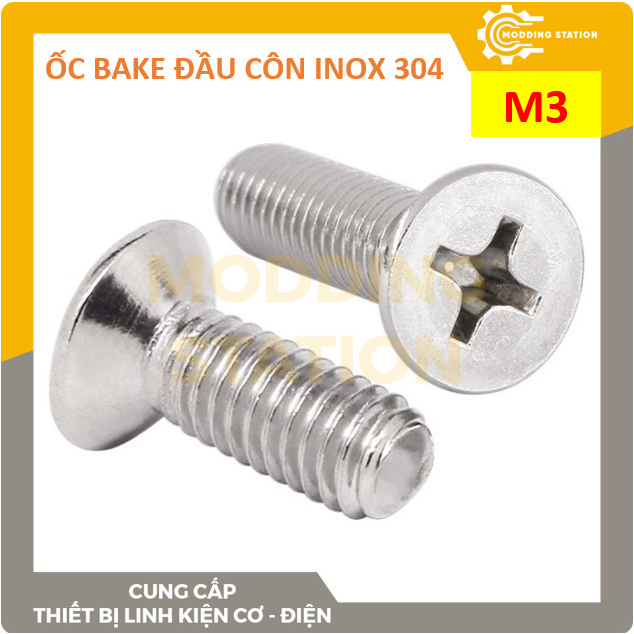 Ốc Bake đầu côn inox 304 size M3x4mm, M3x5mm, M3x6mm, M3x8mm, M3x10mm ...