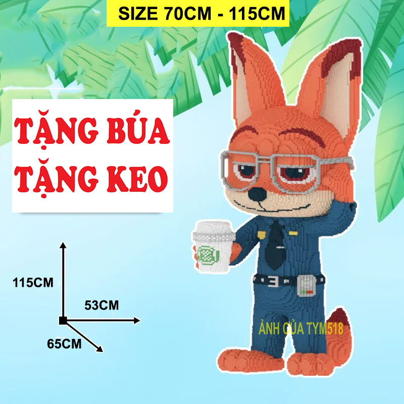 xếp hình cáo nick chibi trả sữa 95cm 108cm 115cm Đồ chơi Xếp hình lắp ...