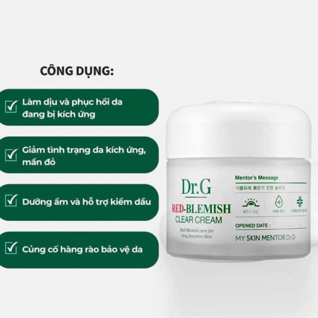 Kem dưỡng Dr.G Red Blemish Clear Soothing Cream 70ml | Shopee Việt Nam