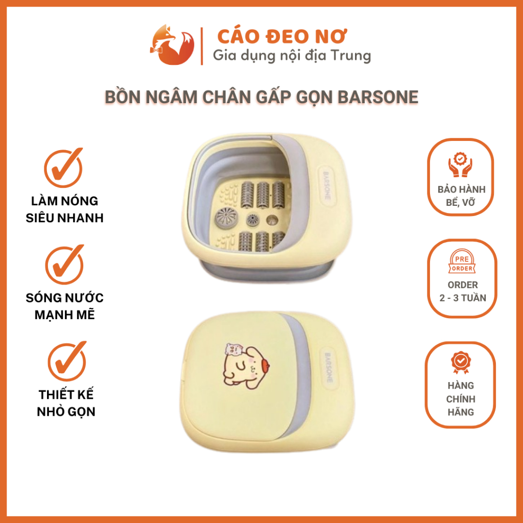 [Chính hãng] Bồn Ngâm Chân Gấp Gọn BARSONE - Cáo Đeo Nơ | Shopee Việt Nam