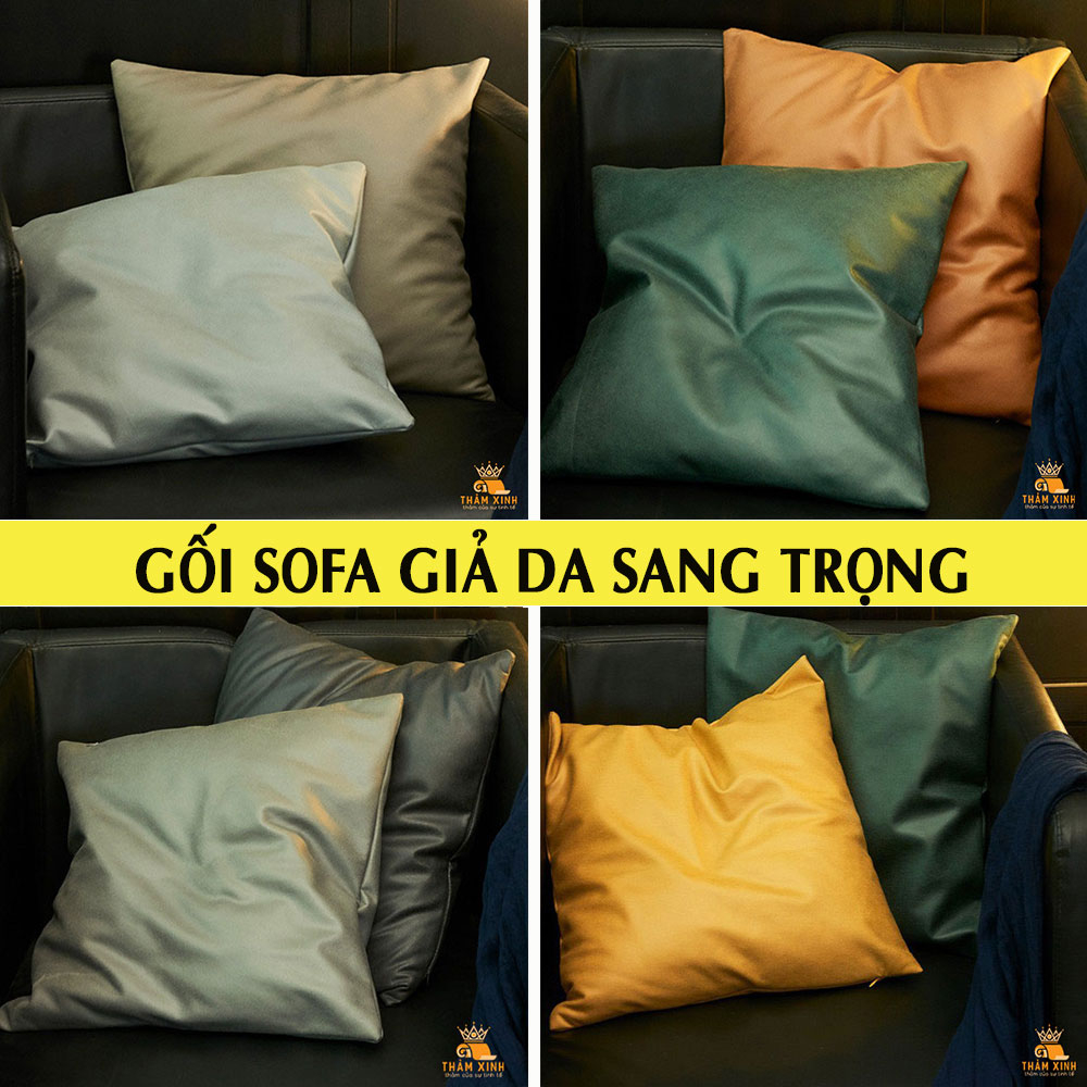 [Size 50x50cm]Gối tựa lưng Gối sofa chất simili Giả Da sang trọng, mềm mại phong cách Châu Âu ...