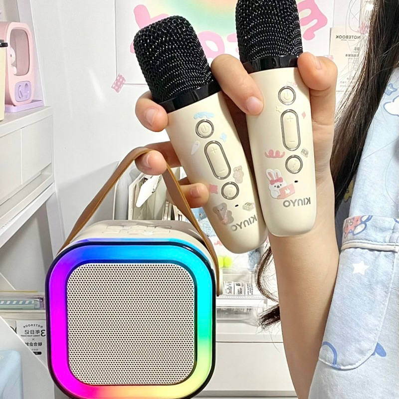 Loa bluetooth karaoke mini kèm 2 mic không dây nhỏ gọn, Bộ Loa ...