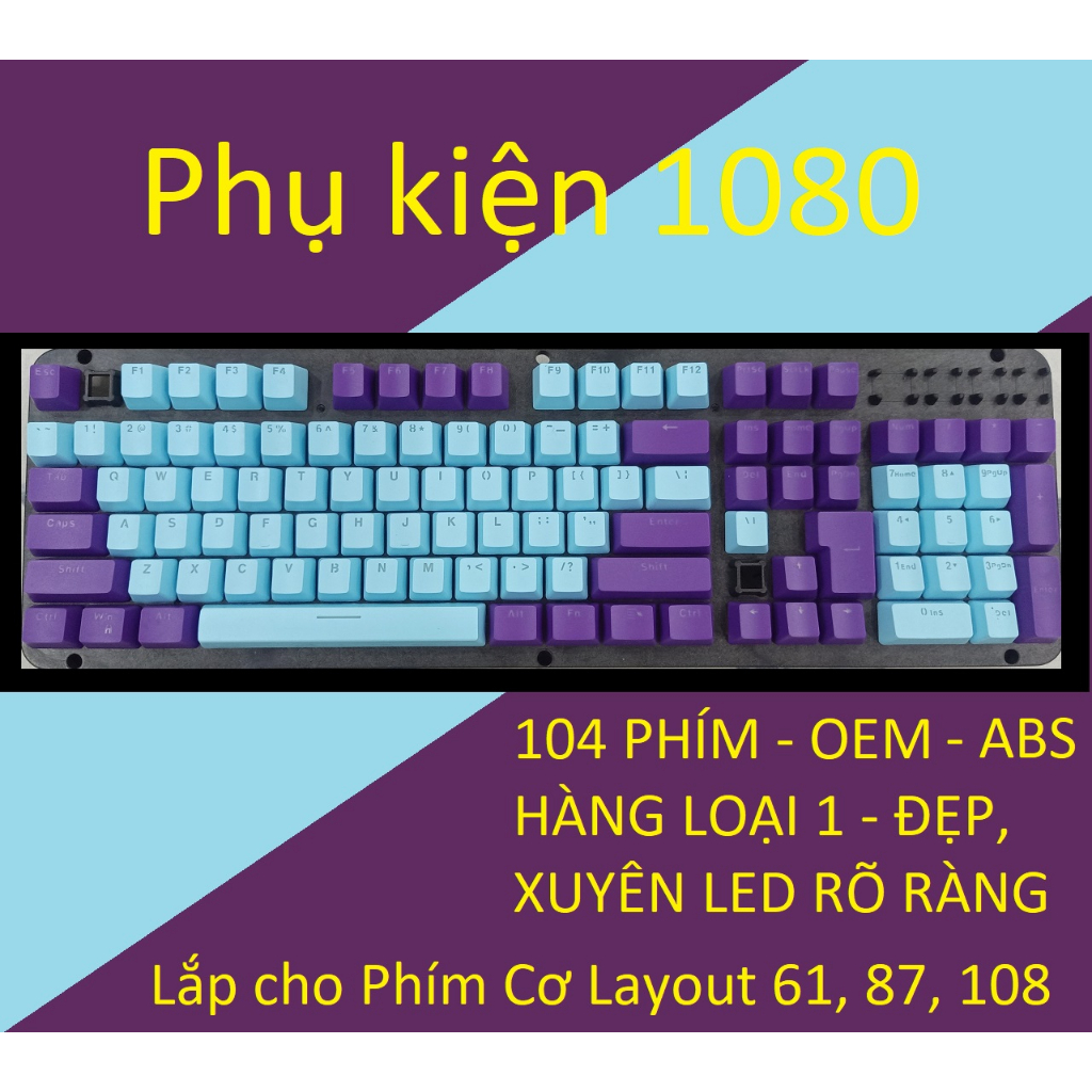 Keycap nhựa ABS ,Nút bàn phím cơ mix màu tím xanh, hàng loại 1 (chỉ là ...