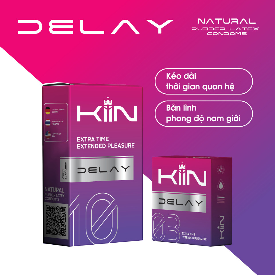 Bao cao su KIIN DELAY - Kéo dài thời gian quan hệ, gel bôi trơn vừa đủ - Hộp 10 chiếc | Shopee ...