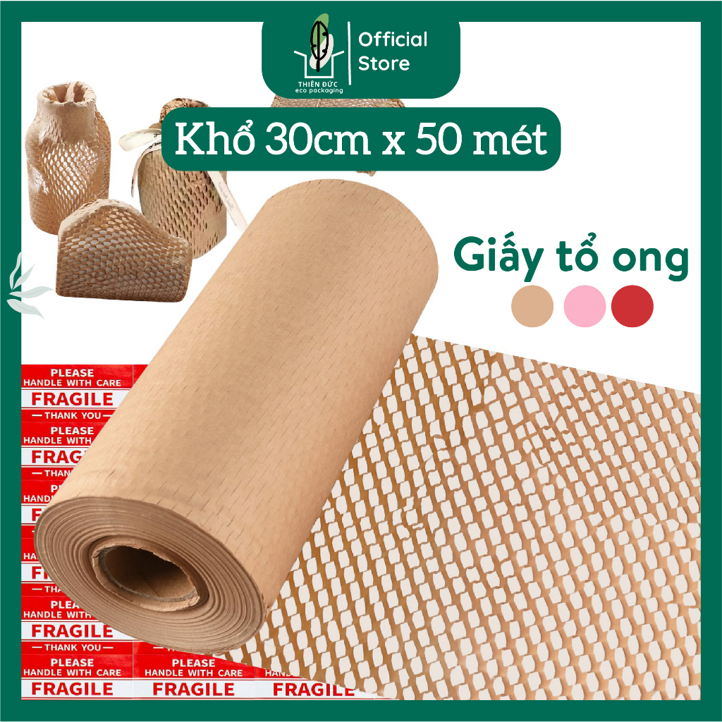 Cuộn giấy tổ ong khổ 30cm*50m gói mỹ phẩm, nến thơm, hoa tươi hoa sáp dùng bọc quà, lót hộp ...
