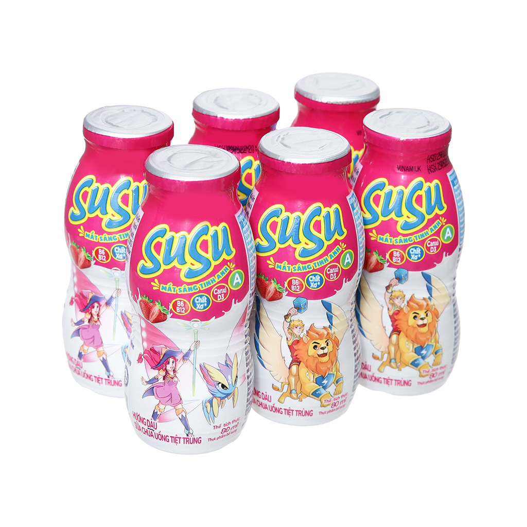 Lốc 6 chai sữa chua uống cam/ dâu SuSu 80ml | Shopee Việt Nam